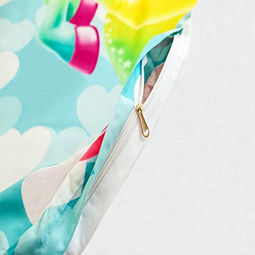 Suncloris,Rainbow Unicorn Fairytale with Sparkling Stars,Bedding Sheet Set .Included:Duvet Cover,Pillowcase(no Comforter Inside) (01, (Full))