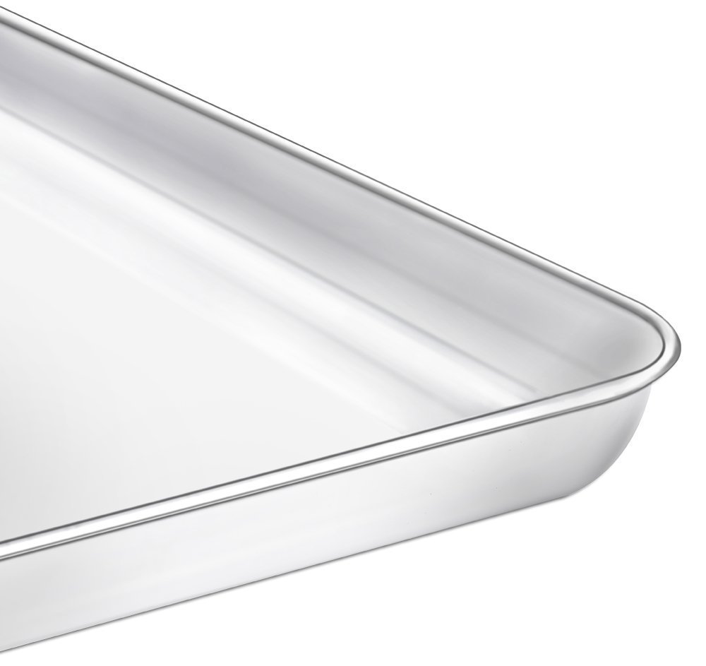 HEAHYSI Mini Stainless Steel Baking Sheets,Small Cookie Sheets, Toaster Oven Tray Pan Rectangle Size 9.4Lx7Wx1H inch By, Non Toxic & Healthy,Superior Mirror Finish & Easy Clean, Dishwasher Safe