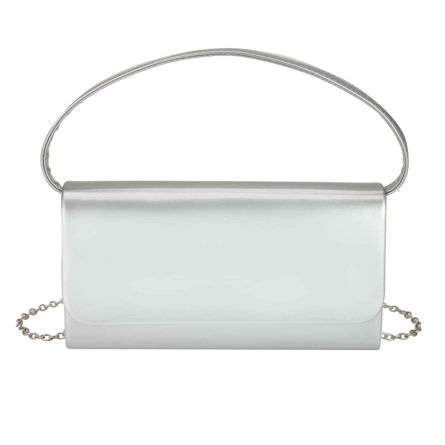 HONGYI Women Patent Leather Fashion Clutch Purses Evening Bag Handbag (Silver)