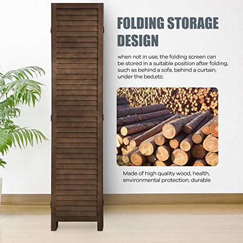 Room Divider 6 Panels, 5.75FT Wooden Room Divider Wall Folding Privacy Screens Freestanding Partition for Home Office Bedroom