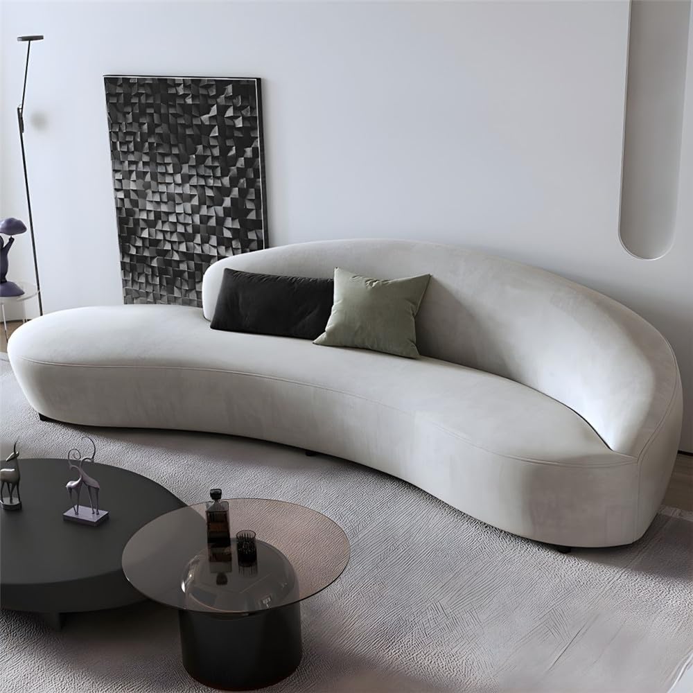 NIUYAO Sofa Couch Velvet Armless Tight Back Curved Sectionals Wear-Resistant Modern Couch for Living Room Bedroom Apartment Office -Light Grey 102.5" L x 35.5" W x 29.5" H
