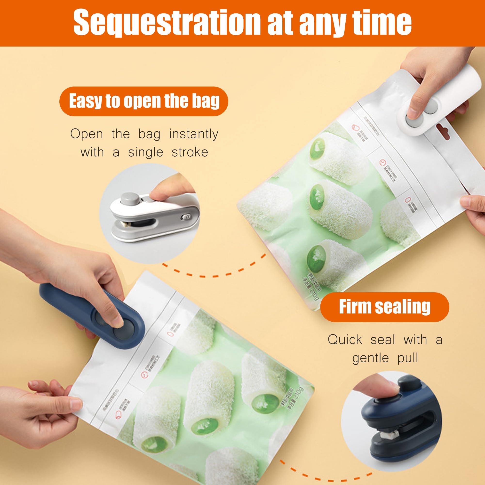 Mini Shred Bag Sealer, 2 in 1 Heat Sealer with Cutter, Portable Resealer Machine,Plastic Heat Seal Vacuum Sealer Kitchen Gadget for Mylar/Food Storage Bags (White 1-pack)