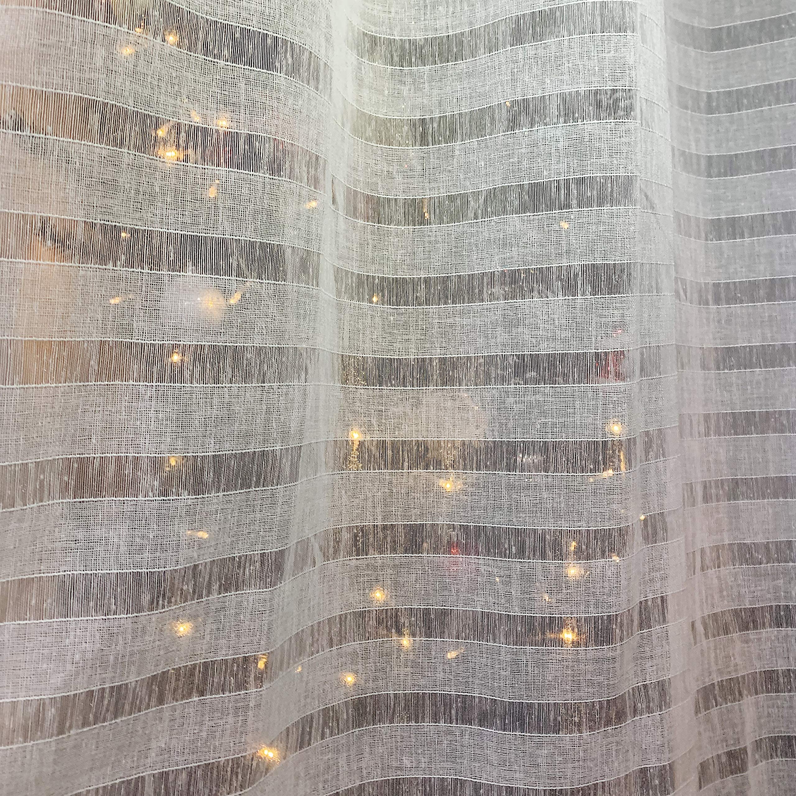 Fragrantex Off White Farmhouse Kitchen Valance 15 Inch Long for Small and Front Windows Linen Textured Horizontal Striped Cafe Curtains for Bathroom/Basement,56" Wx15 L,1 Panel