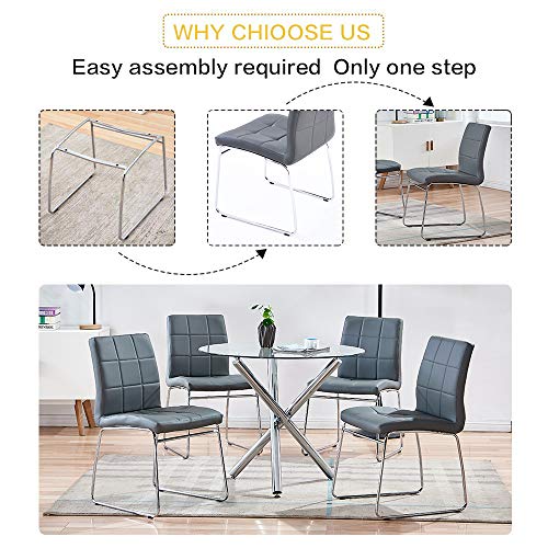 Enjowarm Dining Chairs Set of 2 Kitchen Chairs Faux Leather Upholstered Sled Base Chrome Ergonomic Design Modern Mid Century Living Room Side Chairs for Home Kitchen Office Waiting Room