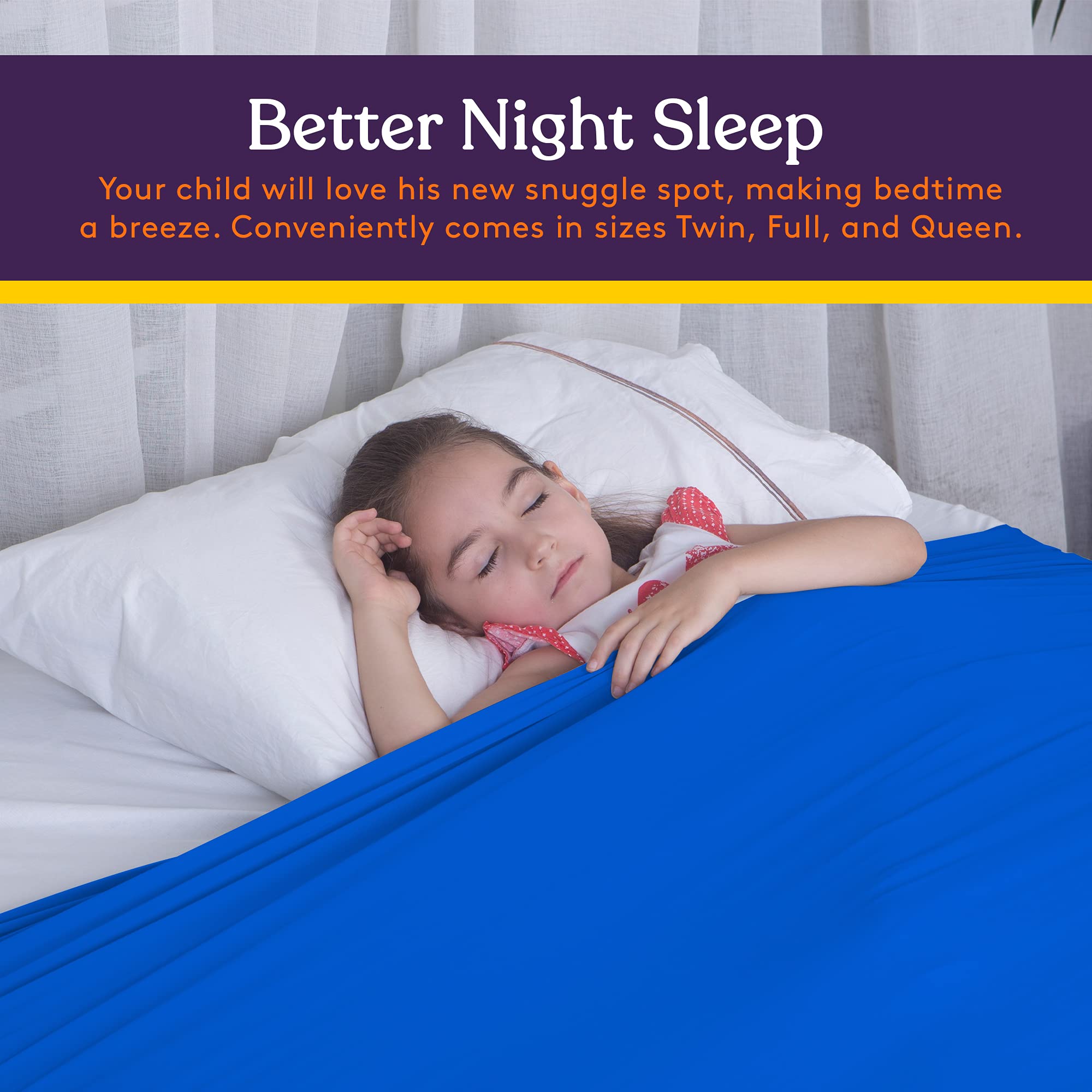 Special Supplies Sensory Bed Sheet for Kids Compression Alternative to Weighted Blankets - Breathable, Stretchy - Cool, Comfortable Sleeping Bedding (Blue, Twin)