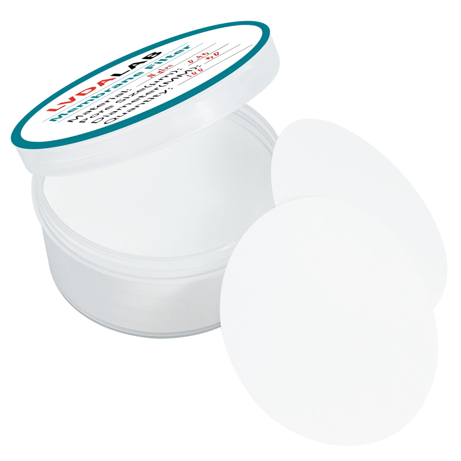 LVDALAB Nylon Membrane Filters, Hydrophilic Membrane Disc Filter Lab Filter Paper with 0.45Âľm Pore Size and 50mm Diameter Pack of 100, Non Sterile