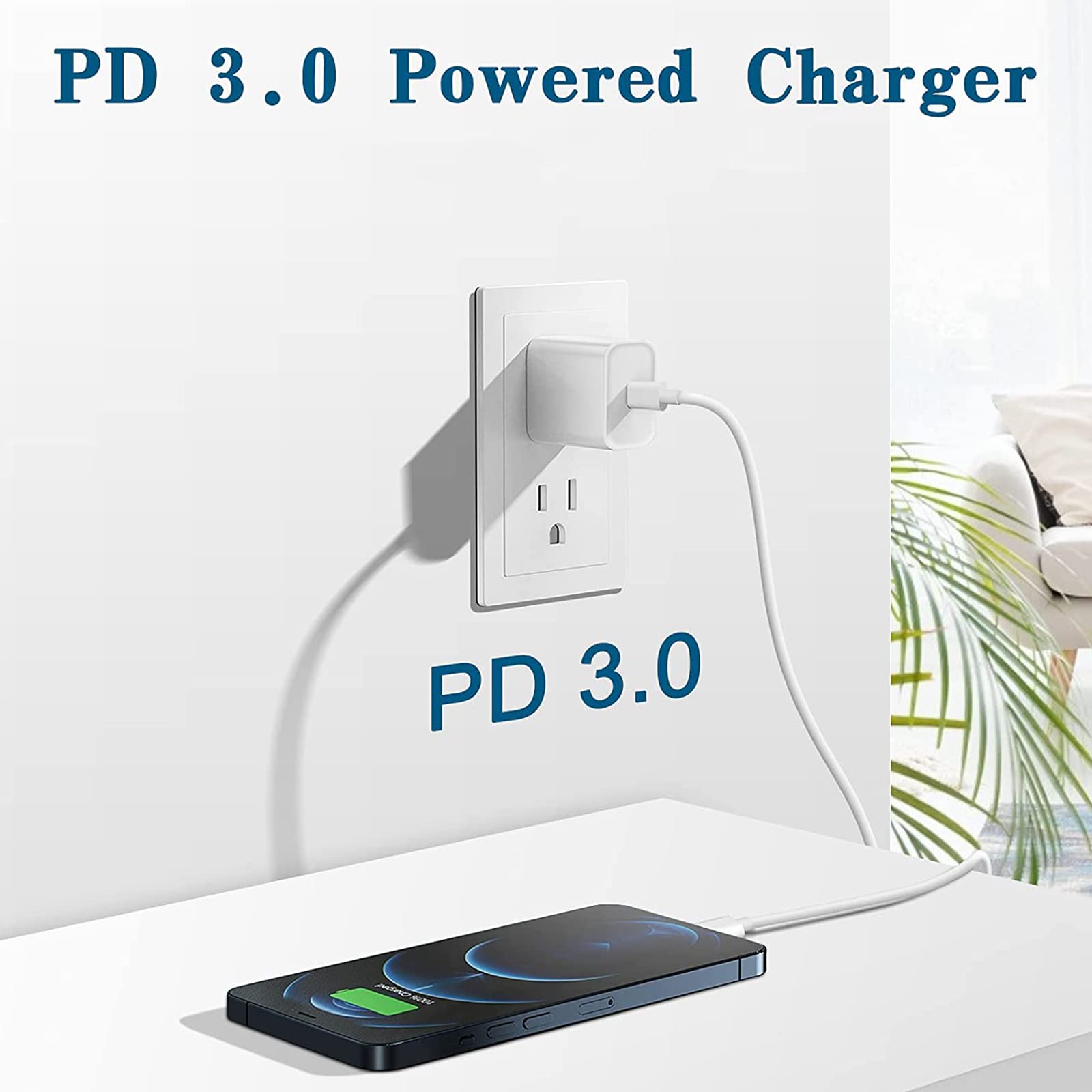 iPhone Charger Fast Charging 2-Pack, [Apple MFi Certified] Long Lightning Cable 10-Ft, 20W PD USB C Wall Charger Block Compatible with iPhone 14 13 12 11 Pro Max/Plus/Mini/SE 2020/2022/Xs Max/iPad