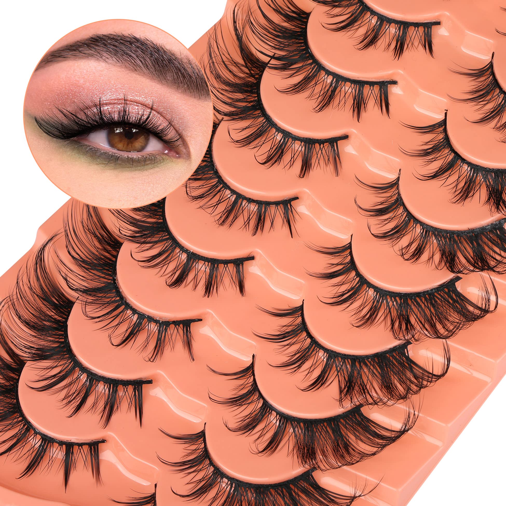 Manga Lashes Fox Eye Anime Cat Eye False Lashes Mink Faux Wispy Strip Lashes Pack Spiky Cosplay Fake Eye Lashes 9 Pairs by ALICE