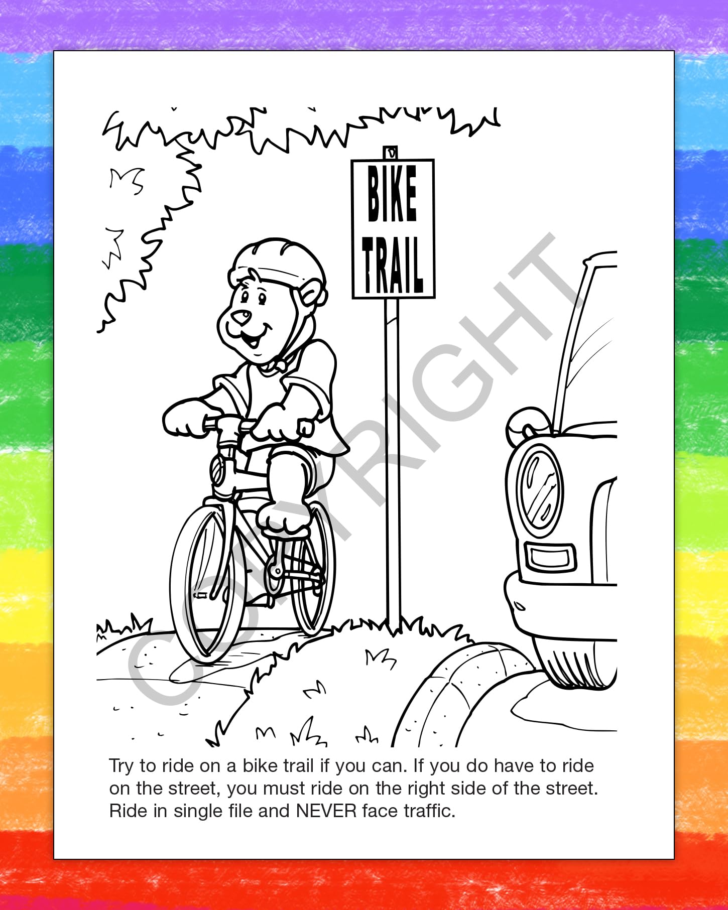 ZOCO - Bike Safety - Educational Coloring Books (25 Bulk Pack, Without Crayons) - Bicycle Rules, Road, Helmet Safety - Games, Puzzles, Activities for Kids