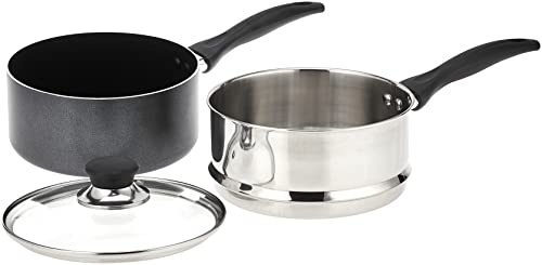 T-fal B1399663 Specialty Stainless Steel Double Boiler with Phenolic Handle Cookware, 3-Quart, Silver
