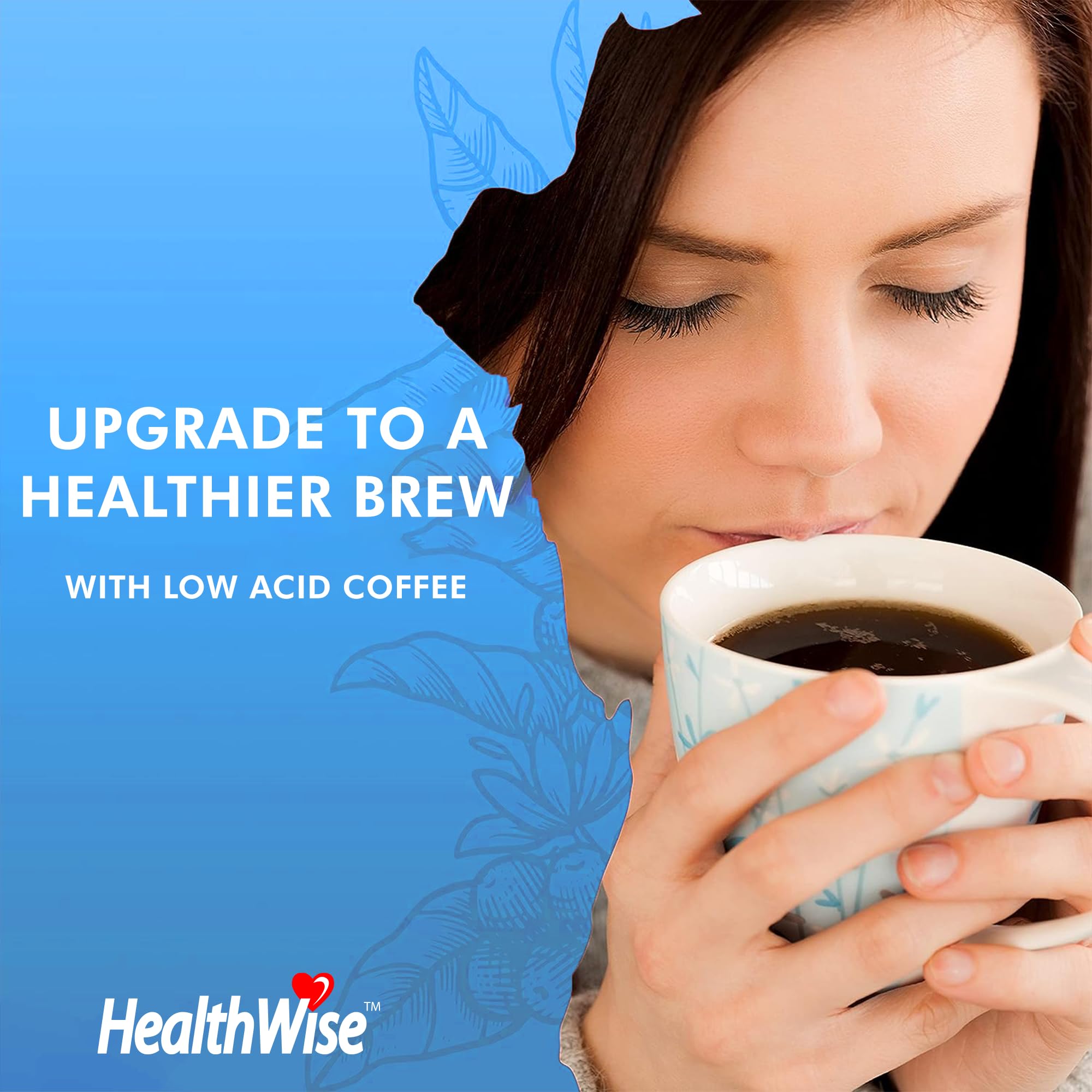 HealthWise Low Acid Swiss Water Decaffeinated Coffee, 100% Colombian Decaf Supremo, 12 Ounce