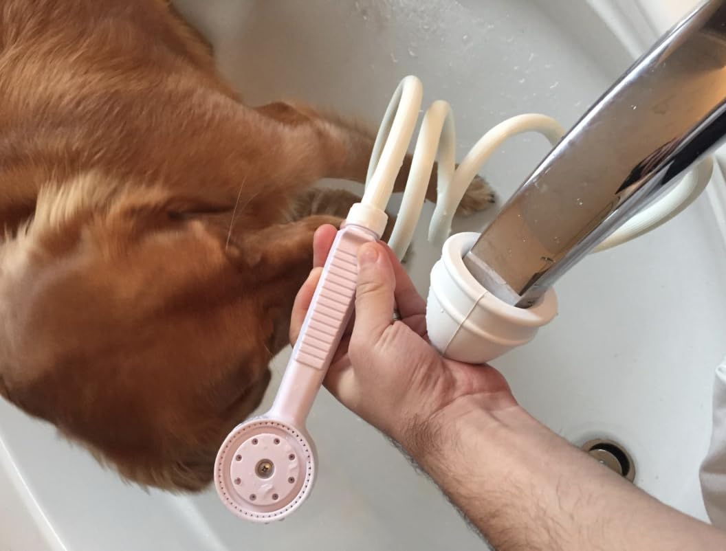 RMG Portable Hand Held Shower Sprayer for Bathtubs without Diverter - 42” Rubber Shower Hose and Sprayer - Convert Bathtub to Shower - Clamp to Secure Nozzle - Softer Rubber Connection