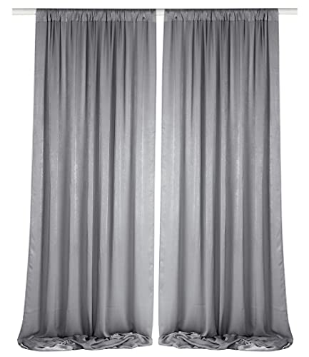 SHERWAY 2 Panels 4.8 Feet x 10 Feet Deep Gray Thick Satin Backdrop Drapes, Non-Transparent Window Curtains for Wedding Bridal Shower Birthday Anniversary Christmas Party Stage Decorations