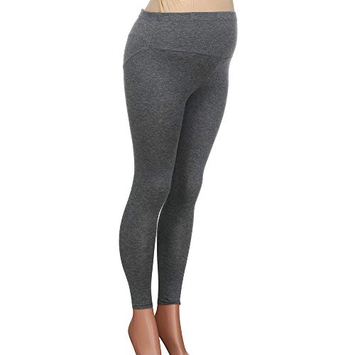 Women's Pregnant Pants Workout Active Stretchy Pants Capri Maternity Leggings Over The Belly Maternity Trousers (Dark Gray, L)