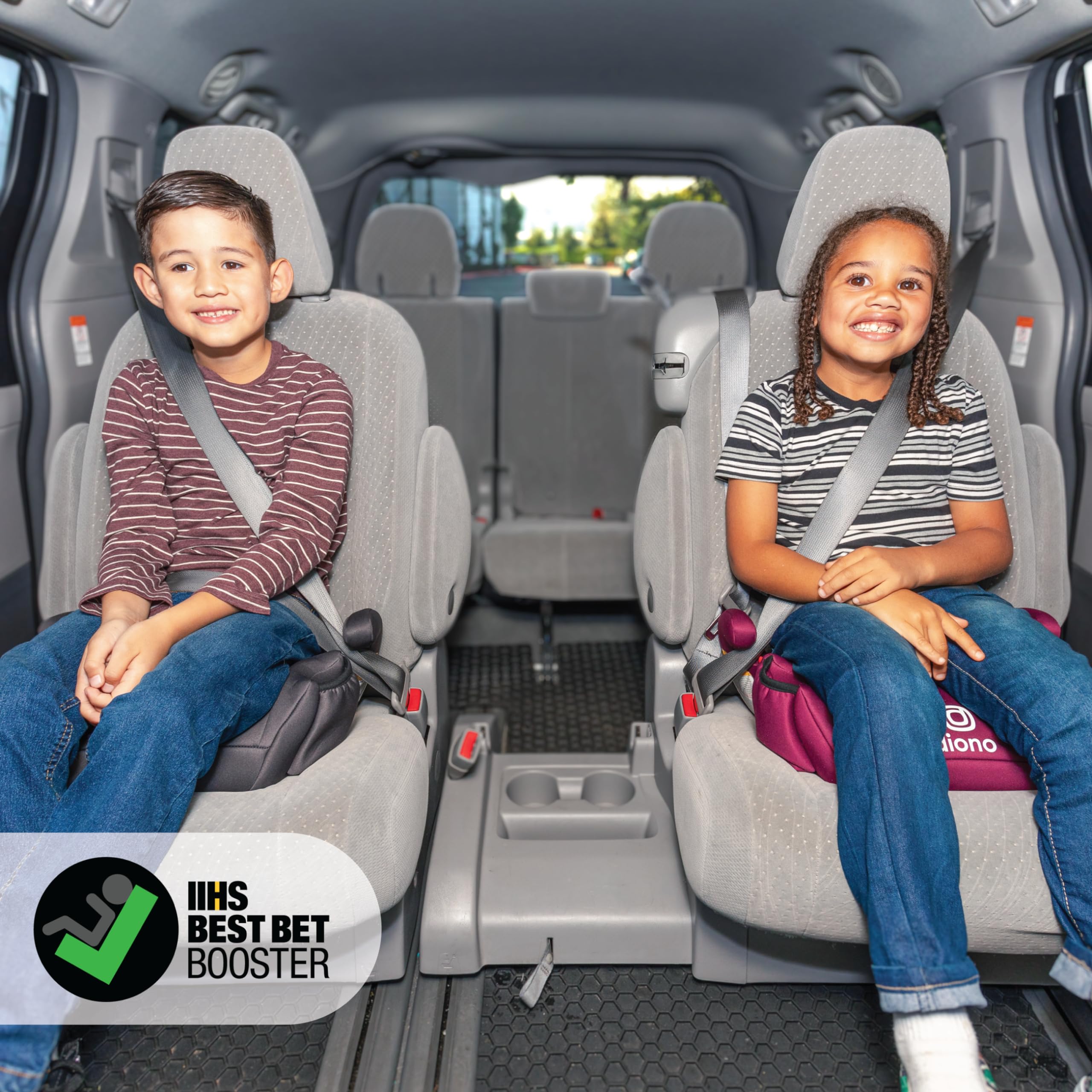 Diono Solana 2022, No Latch, Single Backless Booster Car Seat, Lightweight, Machine Washable Covers, Cup Holders, Pink