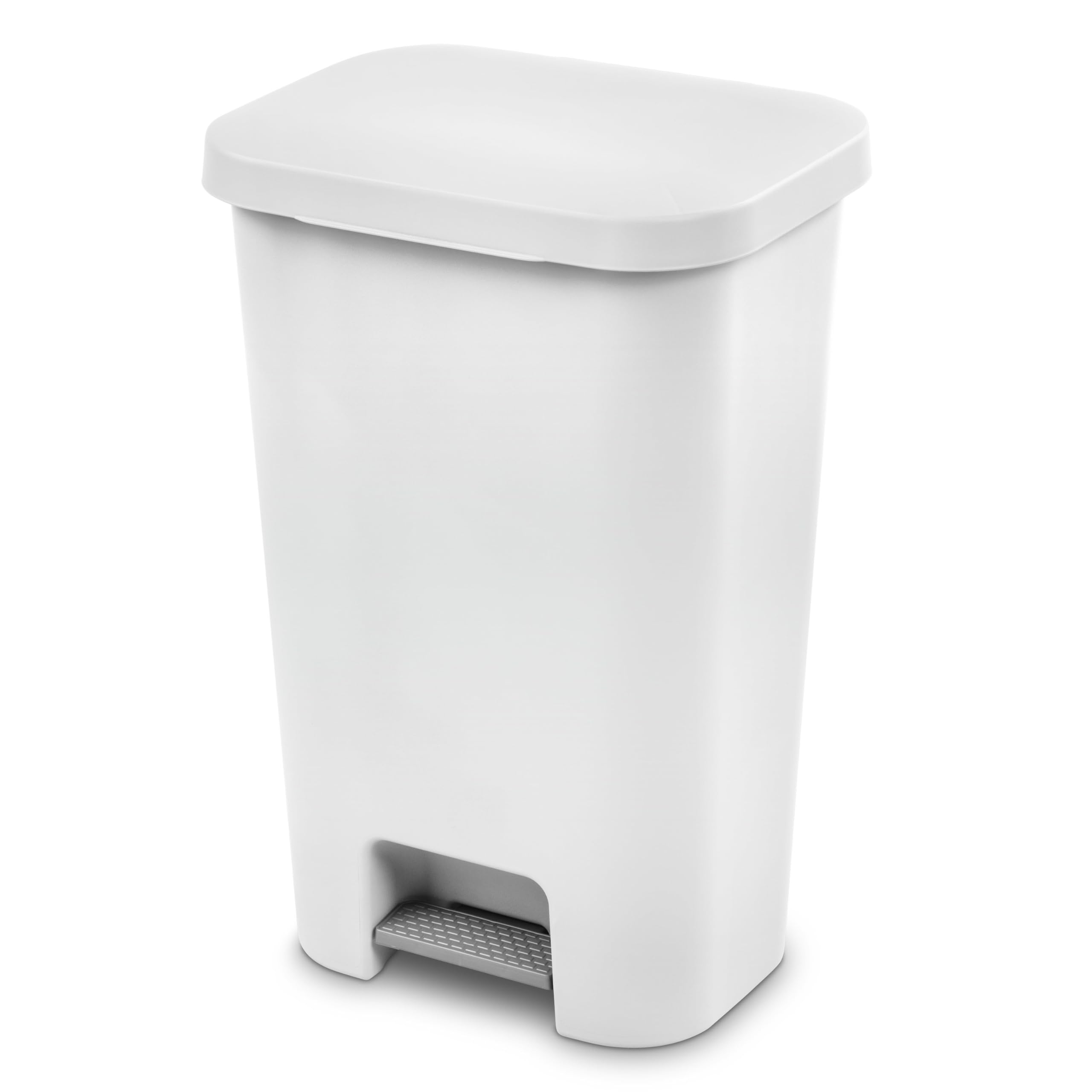 LFWCZS 11.9 Gallon / 45 Liter StepOn Plastic Trash Can, Plastic Wastebasket Garbage Bin for Kitchen,Home, Bedroom, Bathroom,Office & Slim Space-Saving, White