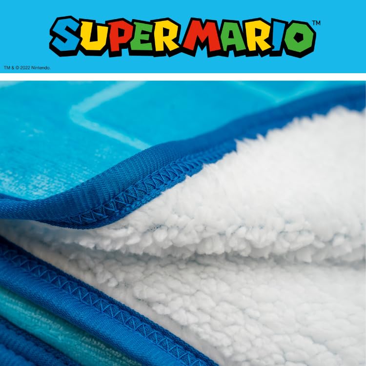 Franco Super Mario Kids Bedding Soft Plush Sherpa Blanket Throw, 46 in x 60 in, (Officially Licensed Product)