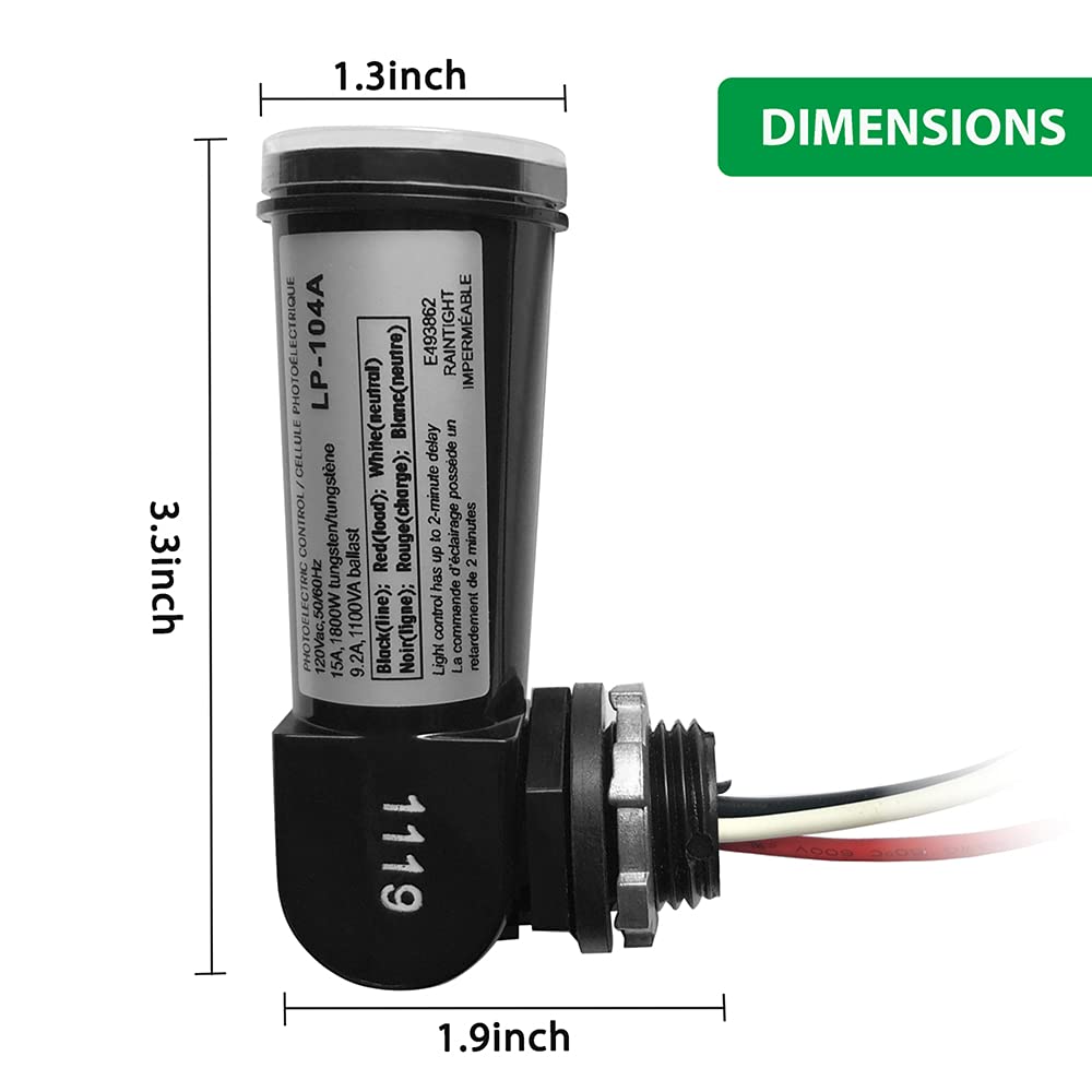 GBAYSA 1 Pack Outdoor Photoelectric Sensor,Dusk to Dawn Swivel Mount Conduit Lighting Control with Photocell,Automatic Adjustable Photo Sensor Switch for Indoor and Outdoor Light