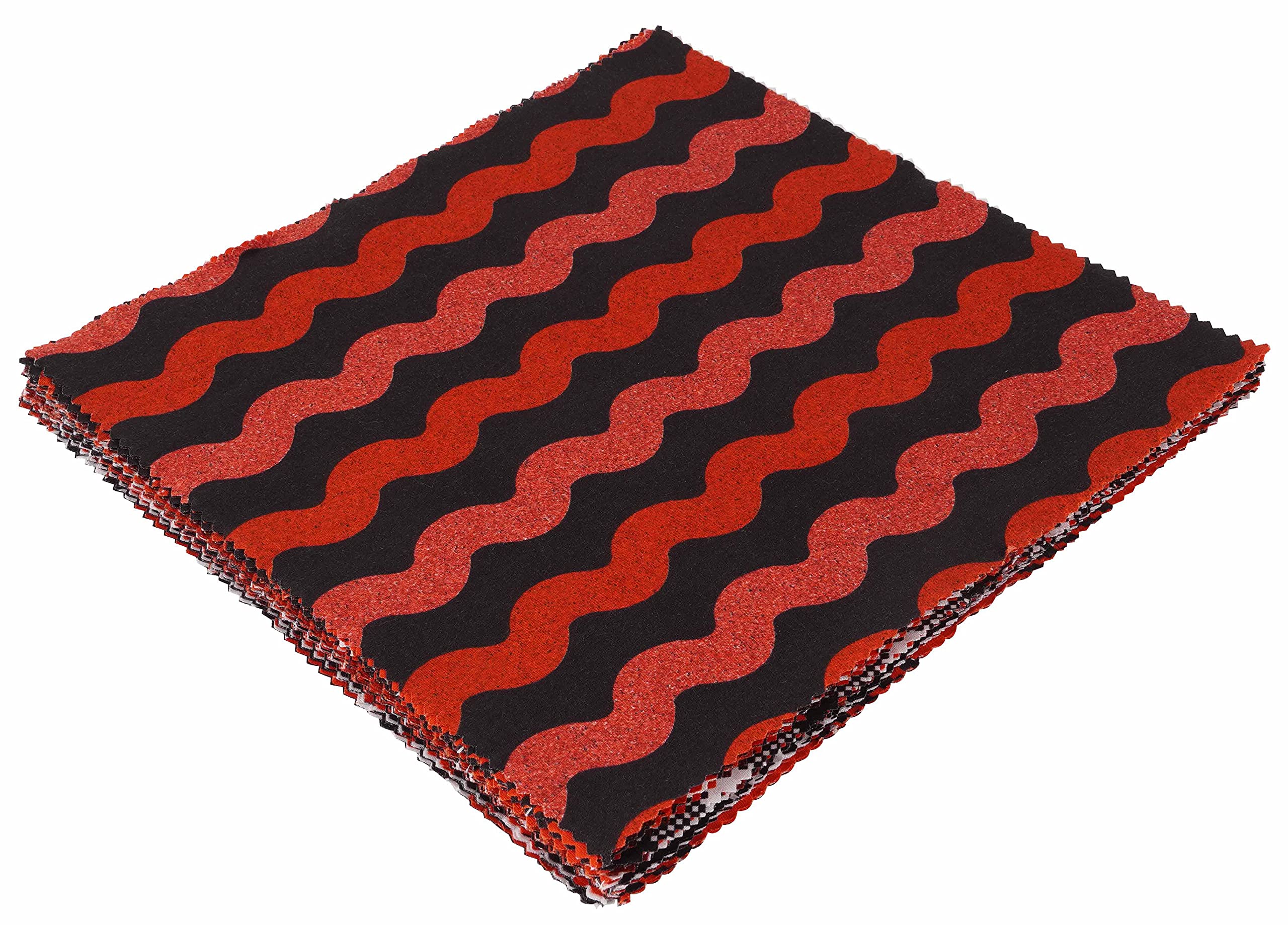 Soimoi Stripes Print Precut 5-inch Cotton Fabric Quilting Squares Charm Pack DIY Patchwork Sewing Craft- Red