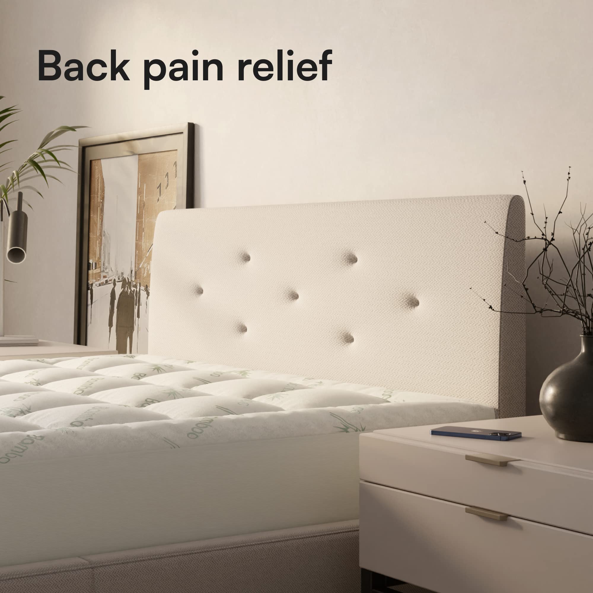 Viscose Made from Bamboo Queen Mattress Topper - Thick Cooling Breathable Pillow Top Mattress Pad for Back Pain Relief - Deep Pocket Topper Fits 8-20 Inches Mattress