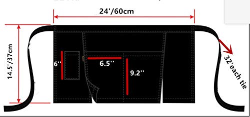 JEQUE 3 Pack Kitchen Restaurant Waist Aprons with 3 Large Pockets for Women Men,Half Short Apron for Server Waiter Waitress,Black