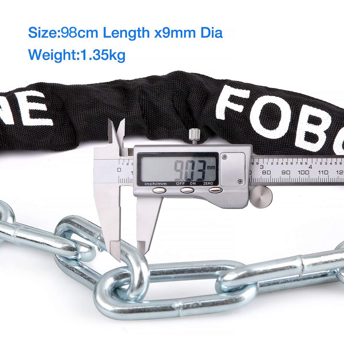 FUBOZONE Heavy Duty Bike Chain Locks, Bicycle Disc Locks, Scooter Motorcycle Cable Locks,Made of Solid Manganese Steel, It is Very Safe.(Size:38.64 in Length x 9 mm Dia/Weight:2.97 Ib)