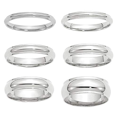 GEMSPARKLES 6mm His/Hers Half Round With Edge Wedding Engagement Band Ring In 14K White Gold Plated 925 Silver_8