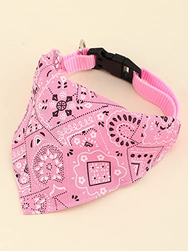 Milumia Pet Floral Print Dog Bandana Adjustable Buckle Dogs Scarf Pet Accessories Pink Medium