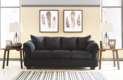 Signature Design by Ashley Darcy Casual Plush Full Sofa Sleeper with Memory Foam Mattress, Black