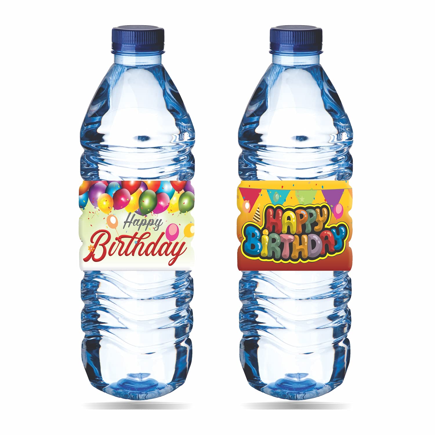 Happy Birthday Water Bottle Labels - (Pack of 100) 8.5" x 2.25" Wrappers Wrap Around Party Decoration Stickers