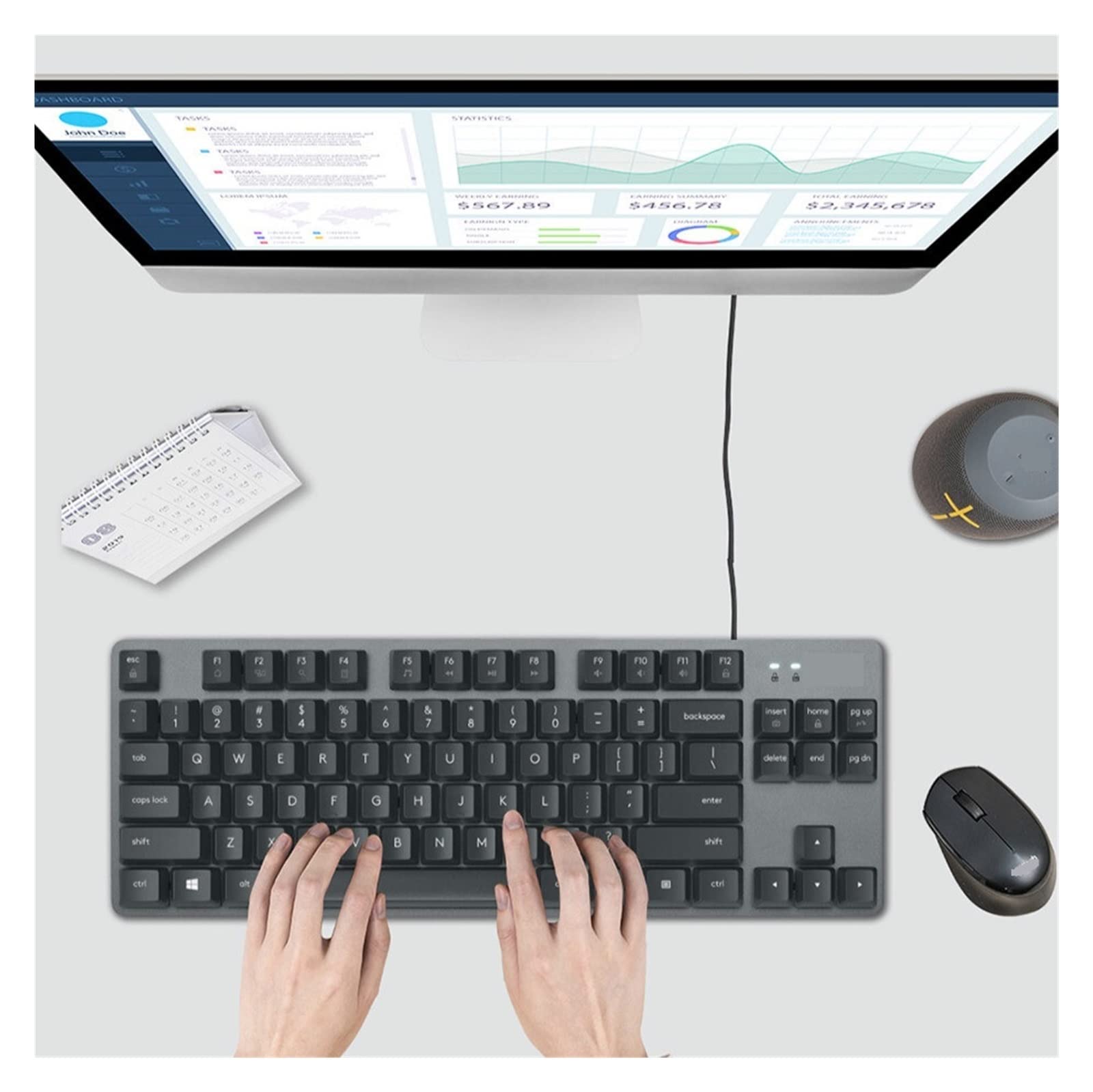 MARVOI Mechanical Keyboard Mechanical Keyboard Wired Gaming Keyboard TKL 84-Key Floating Keycap for Desktop Laptop PC Office Gamer Keyboard (Size : Red Switch, Color : C)