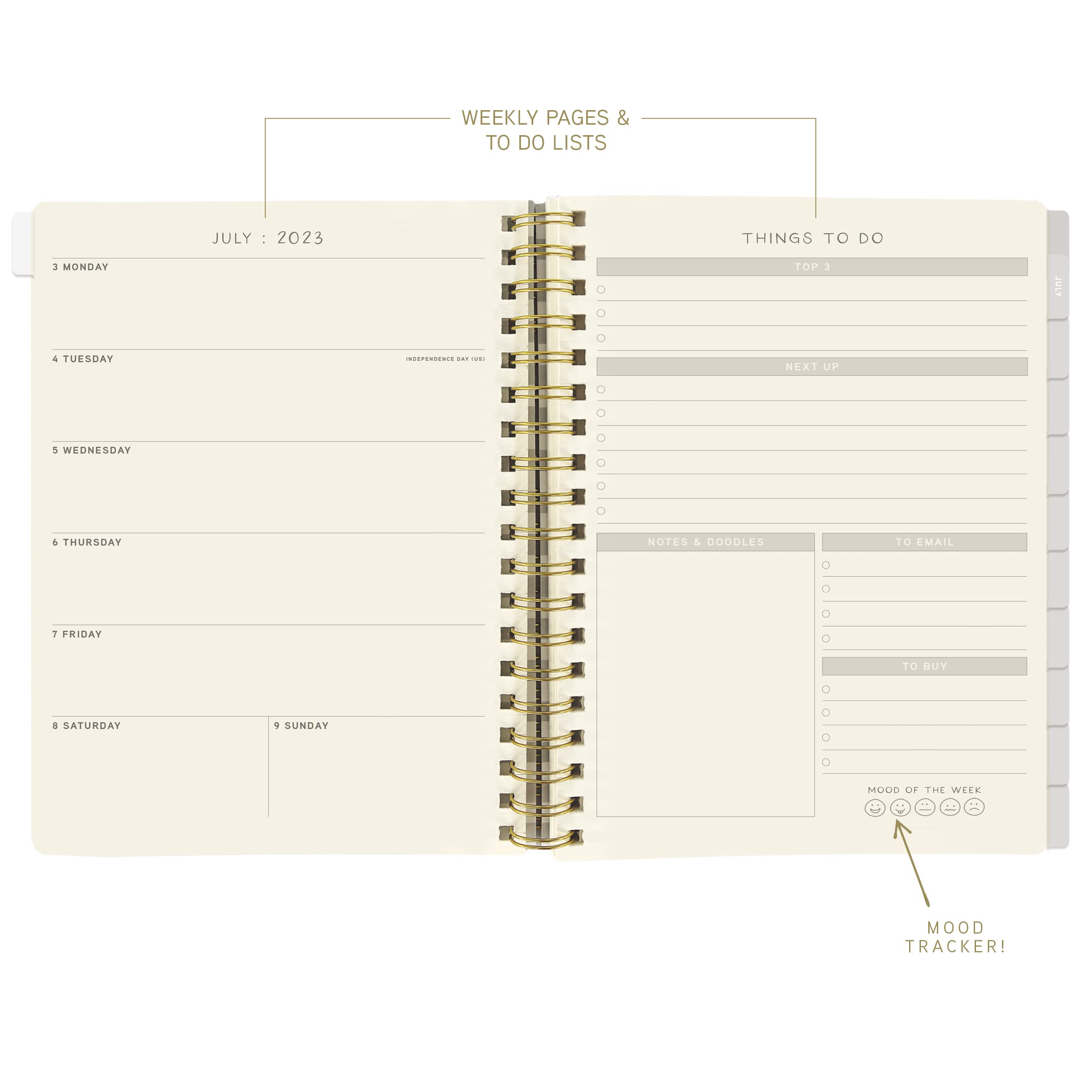 Graphique 2024 Spiral Frosted Cover Planner | 18 Month Organizer July 2023 - Dec. 2024 | Weekly & Monthly Spreads | To-Do & Note List | Reference Tabs | Reminder Stickers | Manifest | 8” x 10”