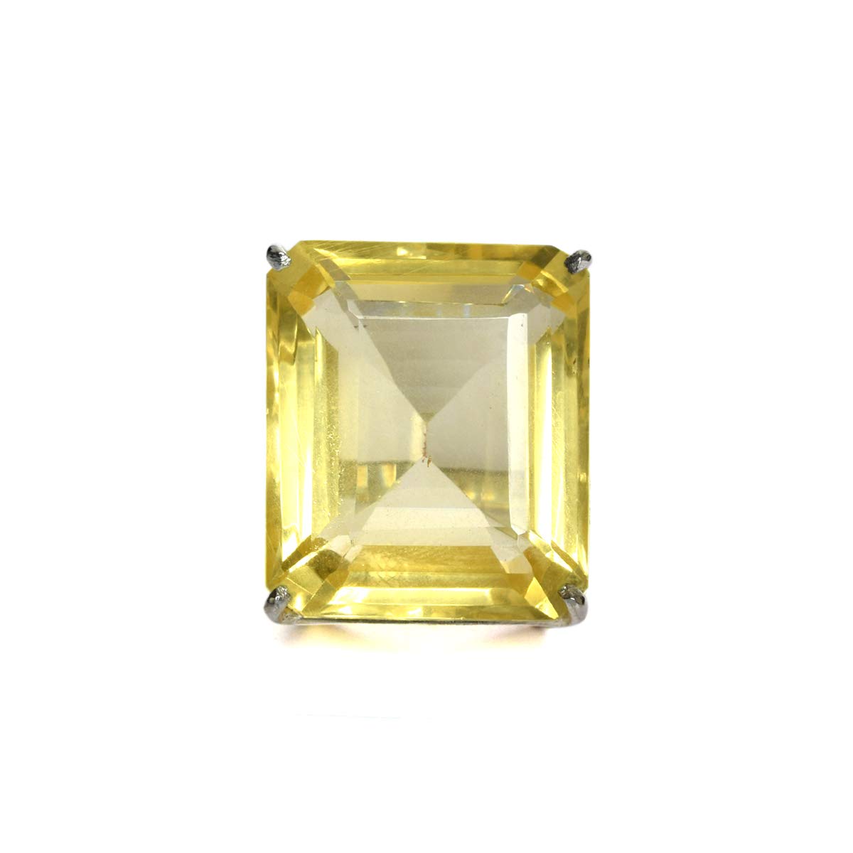 GEMHUB 925 Sterling Silver Yelllow Citrine Silver Ring, Emerald Cut Man Ring, Women Ring, Citrine Women Ring