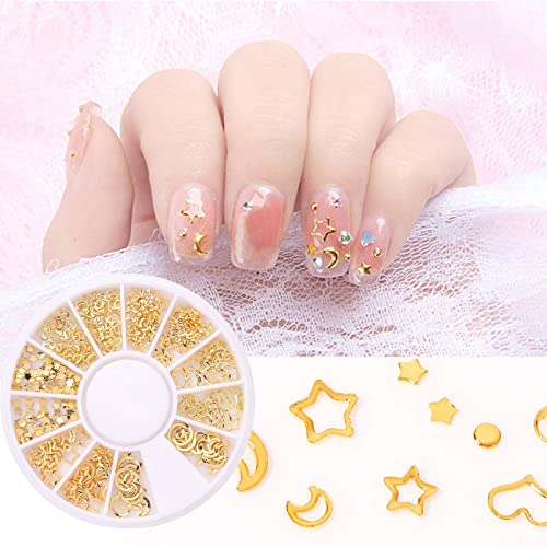 Disc 12 Grid Nail Pearl Jewelry Half Round Flat Bottom Round Mix Heteromorphic Jewelry Creative Diy Nail Accessories qVy103 (F, One Size)