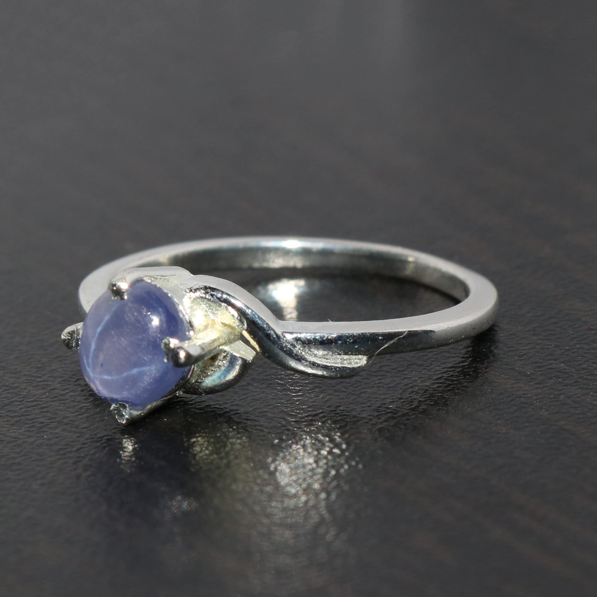 GEMHUB Natural Blue Star Sapphire Sterling Silver Ring Loose Gemstone Ring