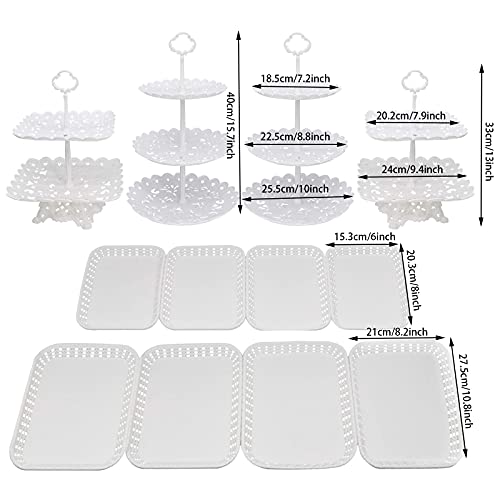Set of 12 Pieces Cupcake Stands Plastic Dessert Stand Cupcake Holder Plate Serving Tray Fruit Plate for Wedding Birthday Party Fruits Desserts Candy Bar Display White