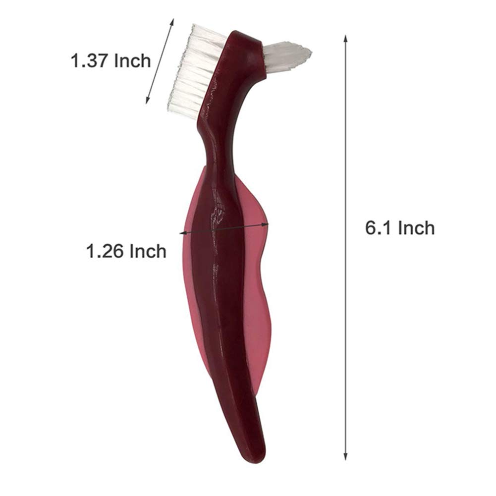 Misaso 2 Pcs Premium Hard Denture Brush Toothbrush, Cleaning Brush, Multi-Layered Bristles &Portable Denture Double Sided Brush