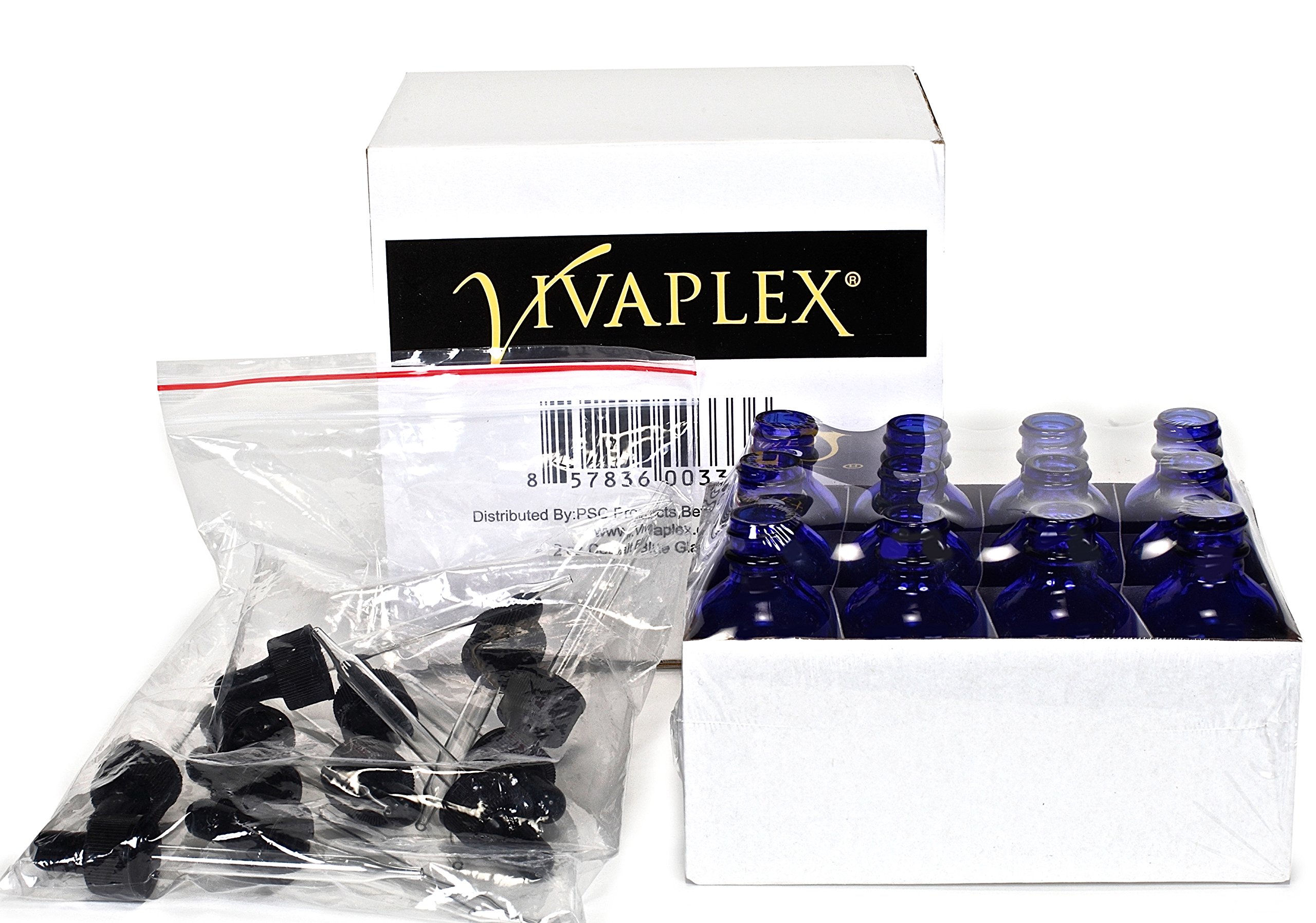 Vivaplex 12, Cobalt Blue, 2 oz, Glass Bottles, with Glass Eye Droppers
