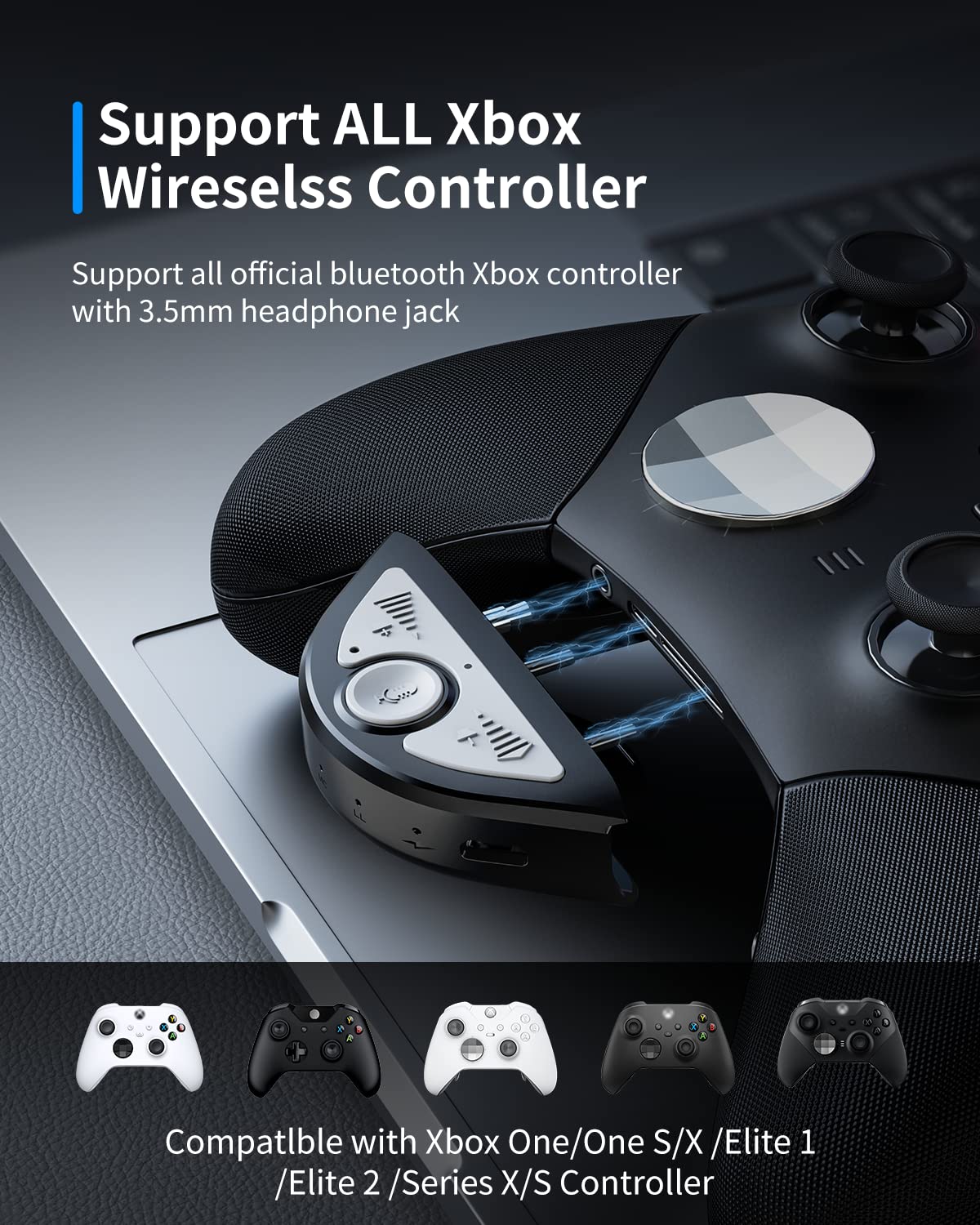 DUXICEPIN Bluetooth Headset Adapter,Compatible with Xbox One/One S/X/Elite 1/ Elite2/ Series S/X Controller, and with Wireless Headphone Speakers Airpods