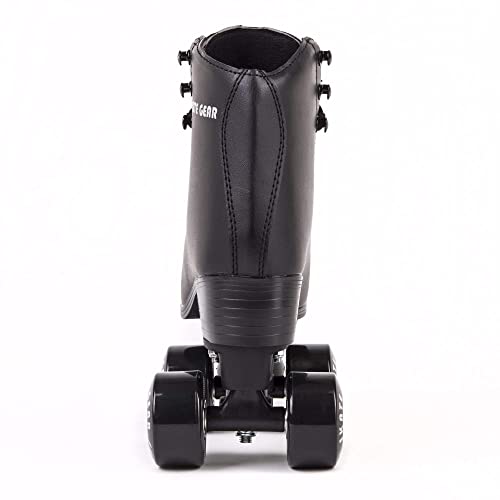 Skate Gear Extra Support Quad Roller Skates for Kids and Adults (Black, Women's 6 / Youth 5 / Men's 5)