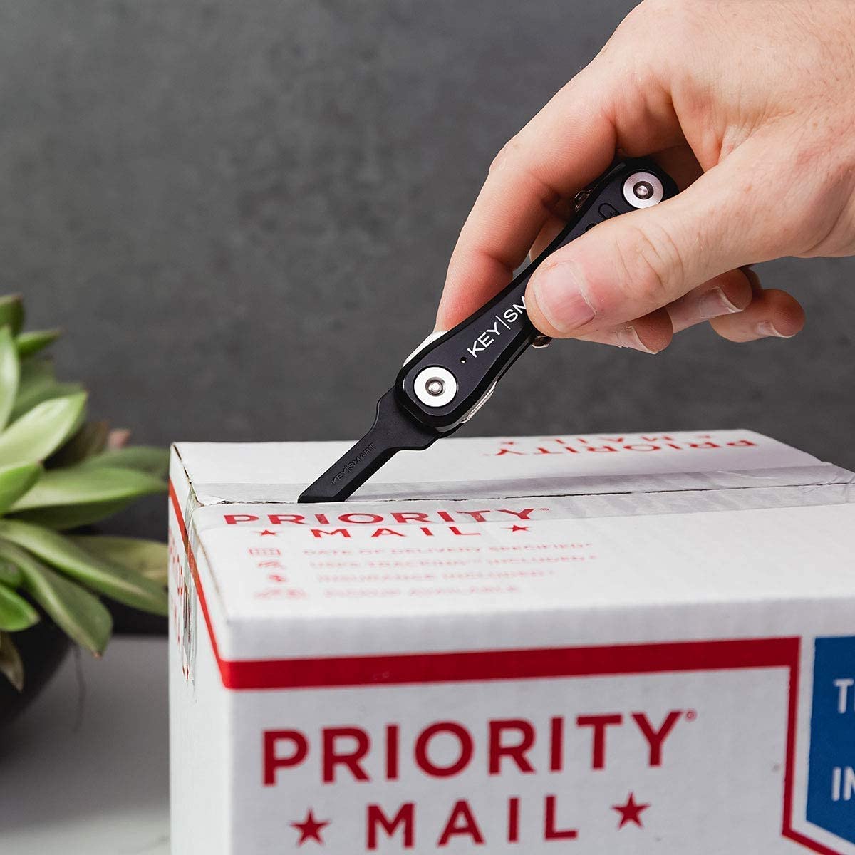 KeySmart Safe Box Cutter - Key-Shaped Safe Package Opener for Everyday Carry, with Finger Protection Fits Perfectly on Keychain or Inside a KeySmart (Black)