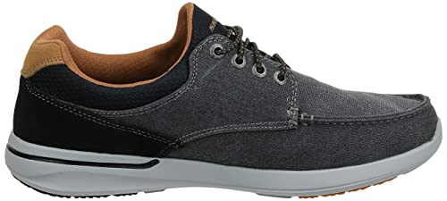 Skechers Men's Relaxed Fit-Elent-Mosen Boat Shoe, Black, 9.5 M US
