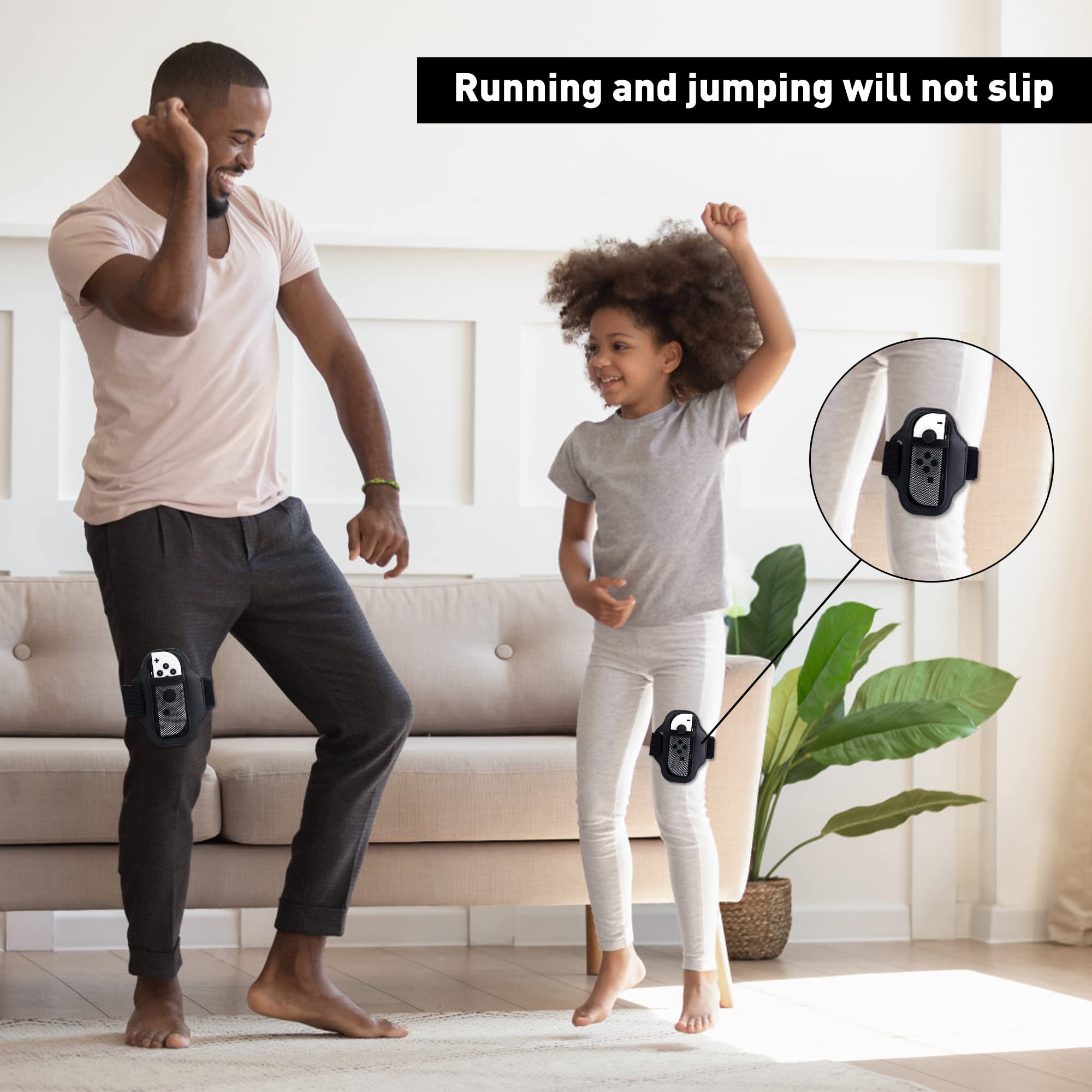 GLDRAM Leg Straps for Nintendo Switch Sports and Ring Fit Adventure, Game Accessories for Nintendo Switch & Switch OLED Joy Con, Adjustable Elastic Leg Bands with 2 Size for Adults & Kids - 2 Pack