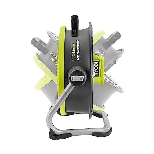 RYOBI ONE+ 18V Cordless Hybrid WHISPER SERIES 14 in. Air Cannon Fan (Tool Only), PCL813B, GREEN