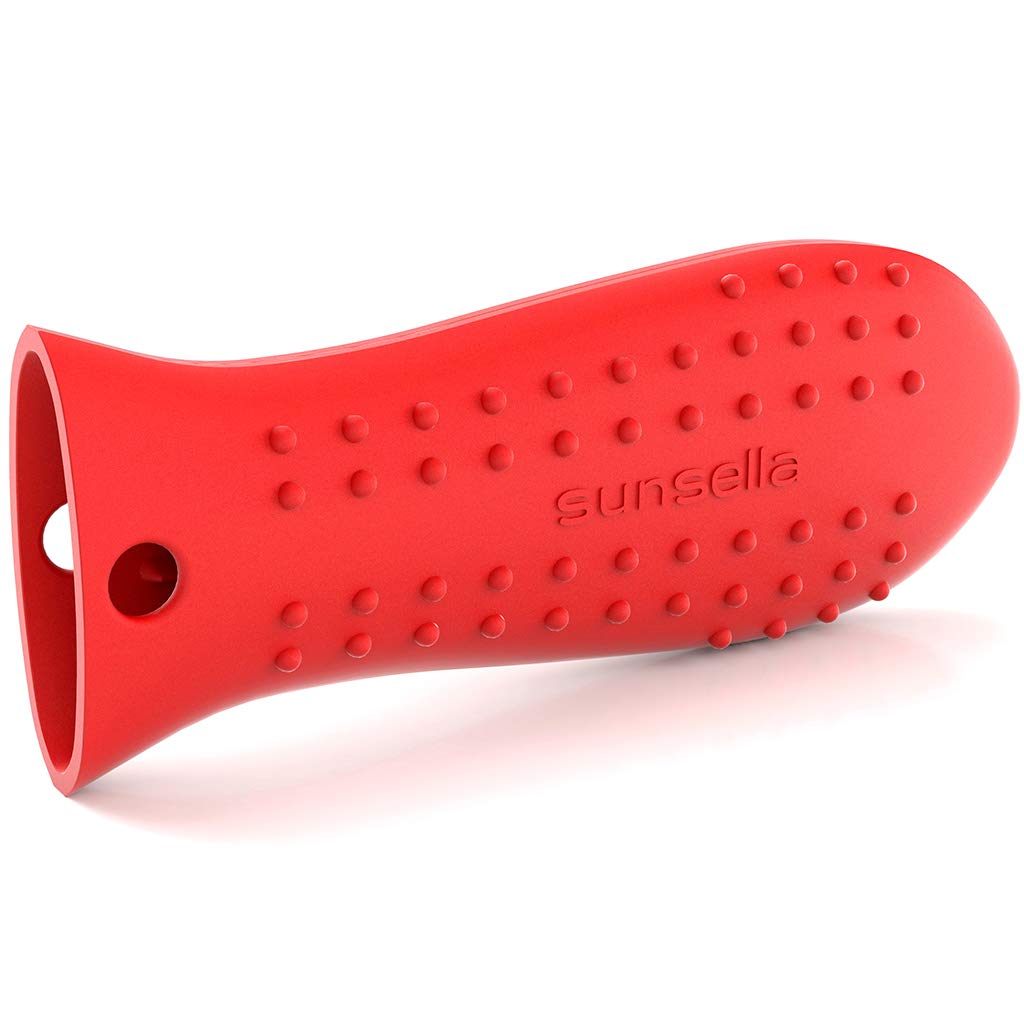 Sunsella Silicone Cast Iron Potholder Set - Hot Handle Holder with 2 x Pan Scrapers & Silicone Hot Pad