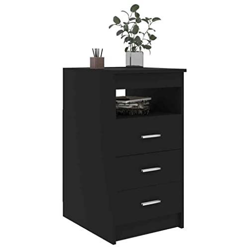 MAXCBD Nightstand Bedside Table Drawer Cabinet Drawer Cabinet Black 15.7"x19.7"x29.9" Chipboard Easy to Maintain and Clean Storage Tower Dresser