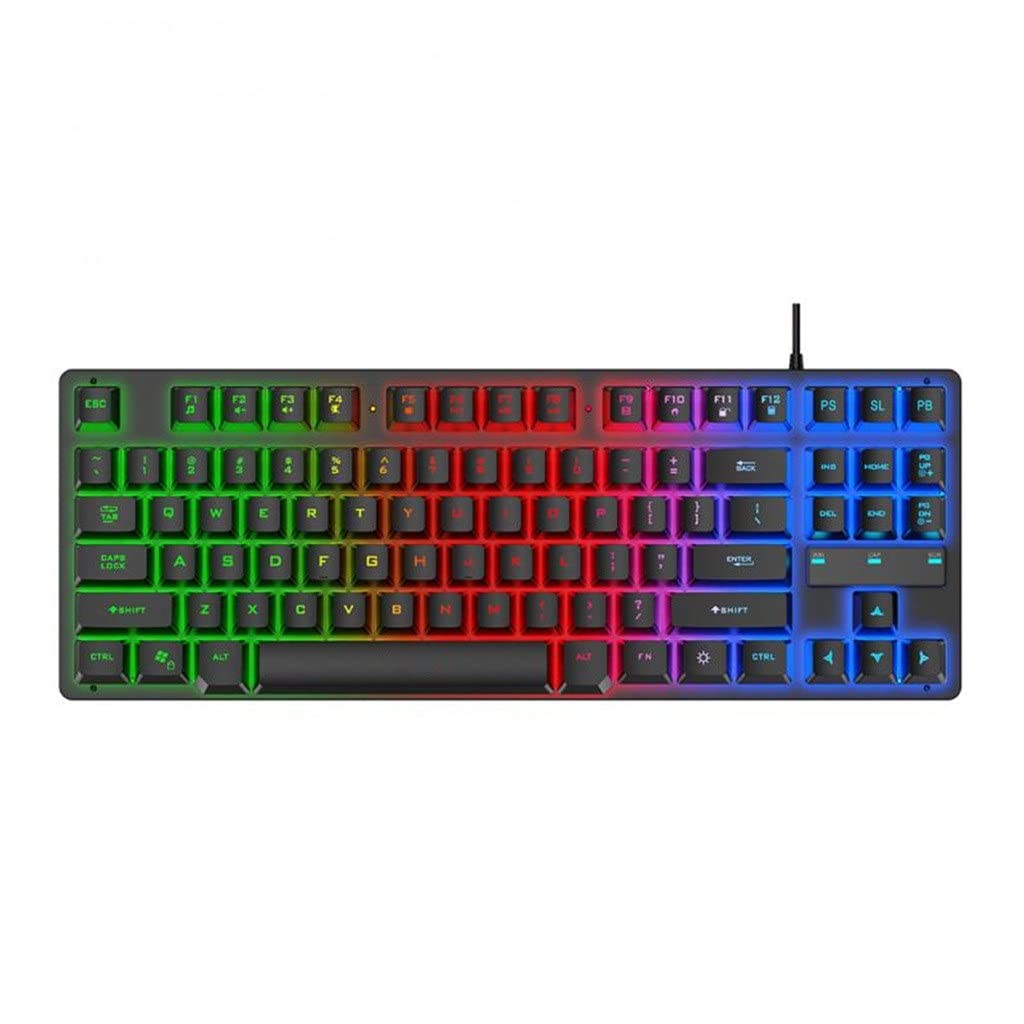 MJWDP Gaming Keyboard USB Wired Stable 87key Wired Keyboard RGB/Mix Backlit Led USB for Gamer Pc Laptop (Color : Black)