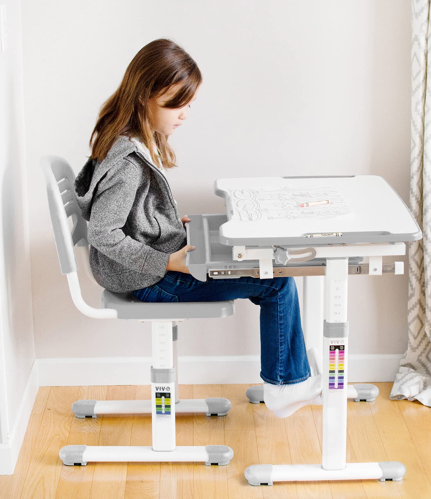 VIVO Height Adjustable Kids' Desk Chair, Chair Only, Multifunctional Interactive Workstation for School Study or Play, Children's Ergonomic Seat with Back, Gray, DESK-V201G-CH
