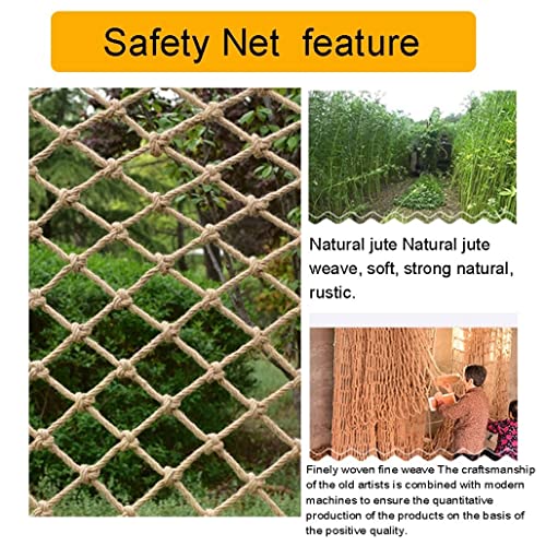 OUYOXI Rope Net for Birds, Child Protection Safety Net Treehouse Climbing Netting Heavy Duty Cargo Net Hemp Rope Net Grid 12cm Playground Swing Balcony Playset Railing (Colour:Yellow,Size
