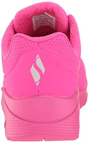 Skechers womens Skecher Street Women's Uno - Night Shades Sneaker, Pink Hot Pink Durabuck Htpk, 9 US